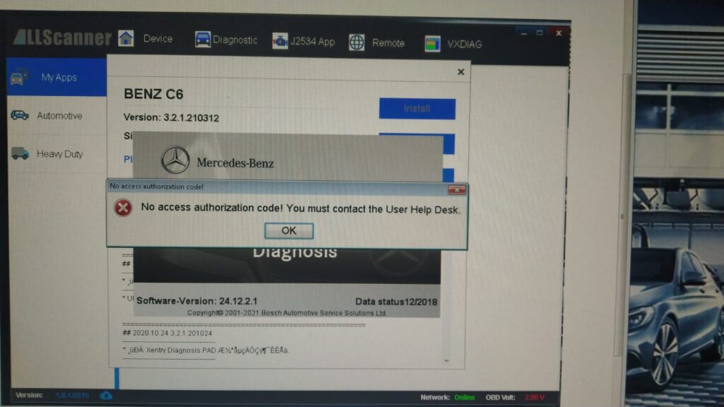 No access authorization code xentry - elementshor